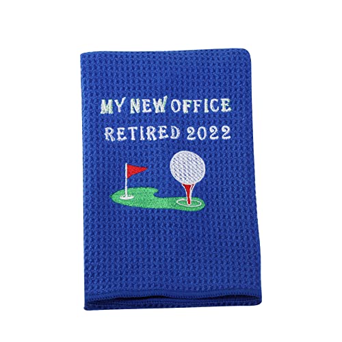 PXTIDY Office Retired Gift Retirement Golf Towel My New Office Retired 2022 Retired Queen Gift Retirement Party Gift 2022 Retirement Golf Towel Colleagues Golf Towel Gift (Blue)