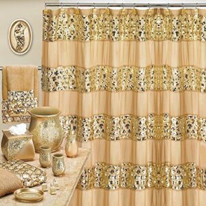 popular bath sinatra champagne and gold 8 piece shower curtain and resin wastebasket set