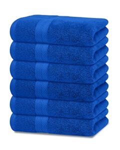 avalon towels luxury hand towels (pack of 6) size 16x28 inches - premium cotton, soft and highly absorbent hand towels for bathroom, 600 gsm face towels, hotel & spa quality, quick dry (royal blue)