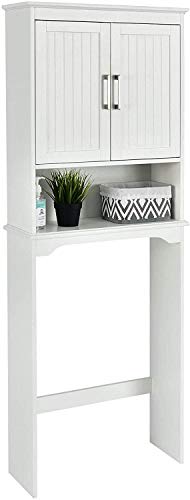 Nightcore Bathroom Storage Rack Over The Toilet, Toilet Organizer with a Open Space, Space Saver Cabinet, Sturdy and Durable Bathroom Shelf, White