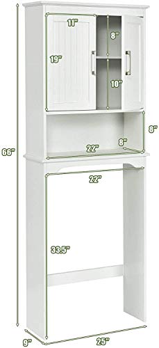 Nightcore Bathroom Storage Rack Over The Toilet, Toilet Organizer with a Open Space, Space Saver Cabinet, Sturdy and Durable Bathroom Shelf, White