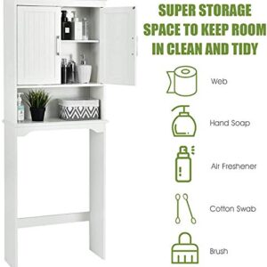 Nightcore Bathroom Storage Rack Over The Toilet, Toilet Organizer with a Open Space, Space Saver Cabinet, Sturdy and Durable Bathroom Shelf, White