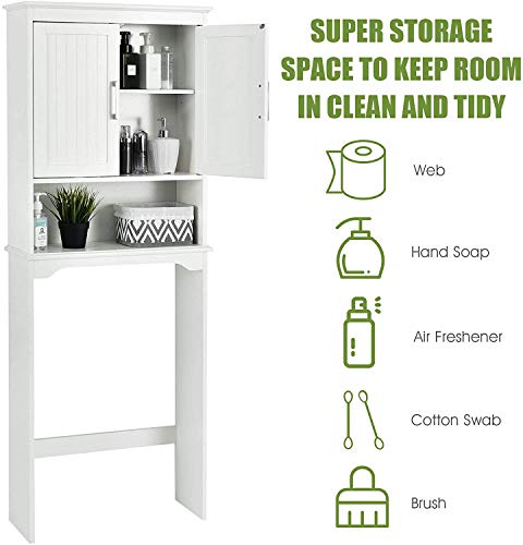 Nightcore Bathroom Storage Rack Over The Toilet, Toilet Organizer with a Open Space, Space Saver Cabinet, Sturdy and Durable Bathroom Shelf, White