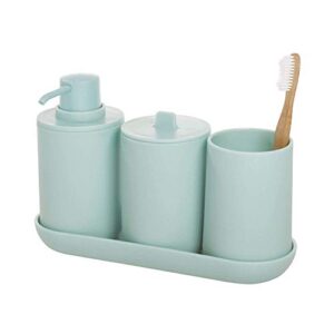 iDesign Cade 4-Piece Bathroom Accessory Set, Soft Aqua