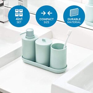 iDesign Cade 4-Piece Bathroom Accessory Set, Soft Aqua