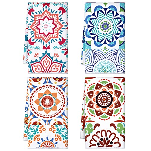 4 Pieces Leaves Kitchen Towels 16 x 24 Inch Dish Towels Bathroom Hand Towels Set Absorbent Hand Drying Cloth Hand Towels for Kitchen Bathroom (Retro Style)