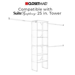 ClosetMaid SuiteSymphony Wood Shelves Set, Add On Accessory Angled, Shoe Fence, for 25 in. Units, Pure White/Satin Nickel, Shelf, 2 Piece