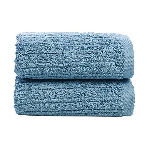 Pidada Hand Towels Set of 2 100% Cotton Absorbent Soft Towel for Bathroom 13.4 x 29.5 Inch (Blue)