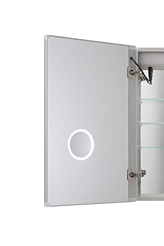 AQUADOM Edge Royale 24in x 32in x 5in Right Hinged LED Medicine Mirror Cabinet Recessed or Surface Mounted, Defogger, Dimmer, LED 3X Makeup Mirror, Electrical Outlets