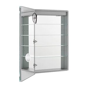 AQUADOM Edge Royale 24in x 32in x 5in Right Hinged LED Medicine Mirror Cabinet Recessed or Surface Mounted, Defogger, Dimmer, LED 3X Makeup Mirror, Electrical Outlets