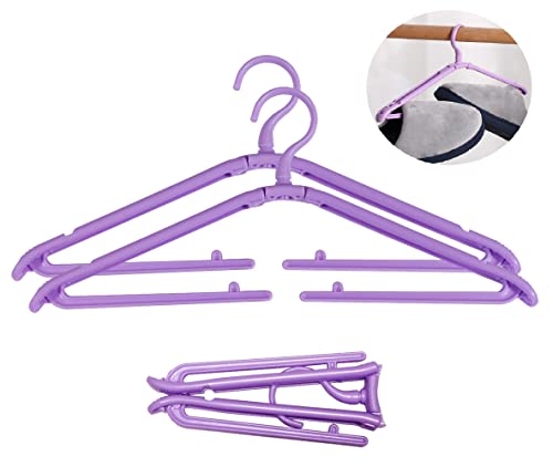 Fineget Travel Hangers Foldable Collapsible Hangers Clothes Hangers Coat Hangers Plastic Hangers Non Slip Hangers Purple Hangers