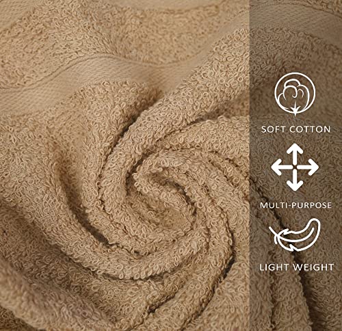 Textila Cotton Hand Towels - Pack of 3 - Beige Color - 16x27 Inches - Soft and Absorbent Towels for Bathroom, Kitchen, and Gym.