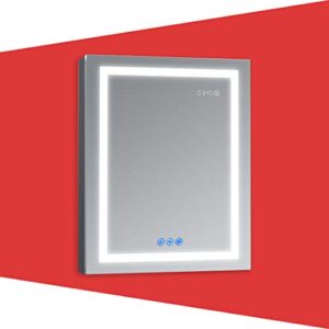 decadom led mirror medicine cabinet recessed or surface, defogger, dimmer, clock, room temp display, makeup mirror 3x, outlets & usbs (rubini 24x32/r)