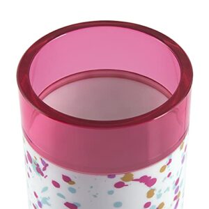 Allure Home Creation Confetti Pink 3-Piece Plastic Set-Soap/Lotion Dispenser-Toothbrush Holder-Tumbler