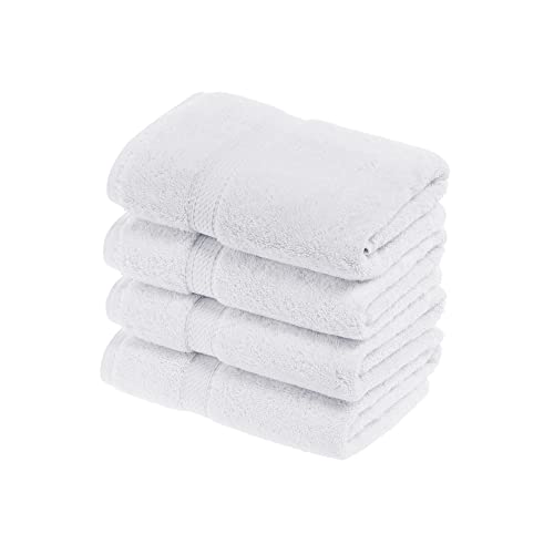 SUPERIOR Solid Egyptian Cotton Hand Towel Set, 20" x 30", White, 4-Pieces