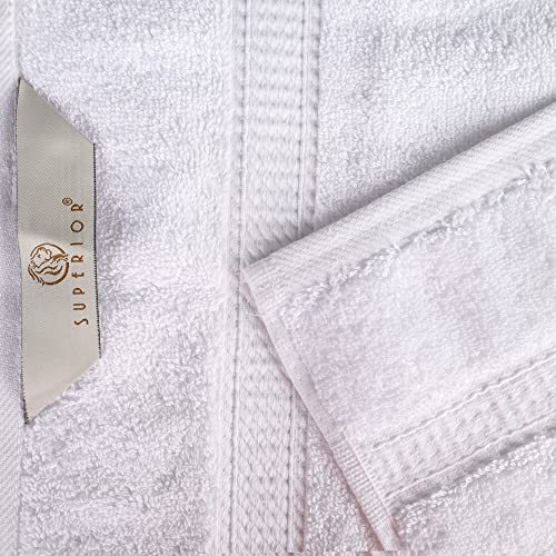 SUPERIOR Solid Egyptian Cotton Hand Towel Set, 20" x 30", White, 4-Pieces