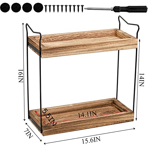 Cedilis 2 Tier Bathroom Counter Shelf, Wood Bathroom Countertop Organizer, Tiered Vanity Shelf Organizer Holder, Counter Standing Rack for Cosmetic Makeup, Kitchen Storage Spice Rack