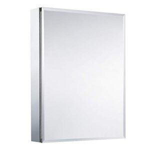 movo medicine cabinet with mirror, 24 inch x 30 inch aluminum mirror cabinet with single door, bathroom medicine cabinet, surface mount or recess installation