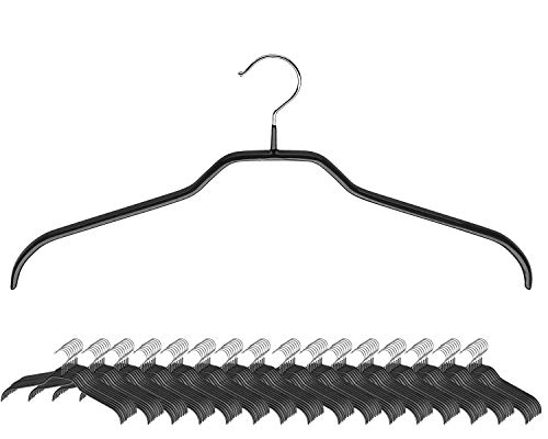 Mawa by Reston Lloyd Non Slip Space Saving Wide Width Clothing Hanger, Style 45/F, Set of 140pcs, Black