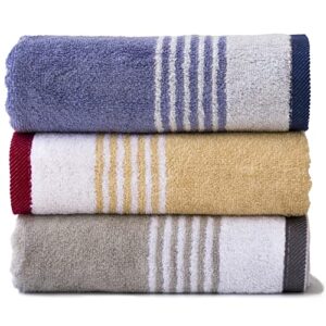 memrui hand towels for bathroom, ultra soft and highly absorbent, 13 x 28 inches, guest & gym quality wood fiber stripe hand towels