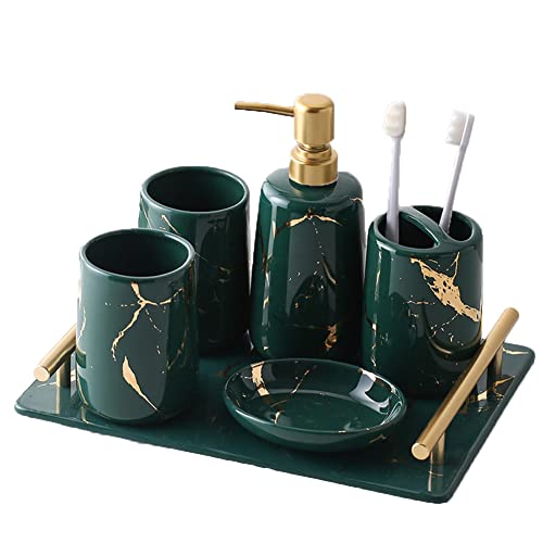 WMGoods Bathroom Accessories Set Ceramic Bathroom Five-Piece Set Bathroom Products mouthwash Cup Toothbrush Cup Set Ceramic Bathroom Accessories Set, Suitable for Couples, Family and Friends