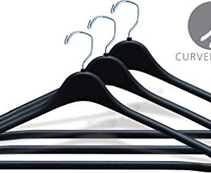 Heavy Duty Black Plastic Suit Hanger with Fixed Bar, (Box of 100) Sturdy 1/2 Inch Thick Coat Hangers with Square Topped Chrome Swivel Hook by The Great American Hanger Company