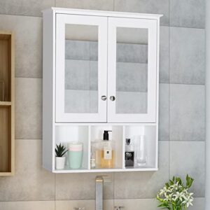 veikous bathroom cabinet wall mounted, large medicine cabinets, 30.4'' tall medicine cabinet for bathroom w/dual mirror doors & adjustable shelves, white