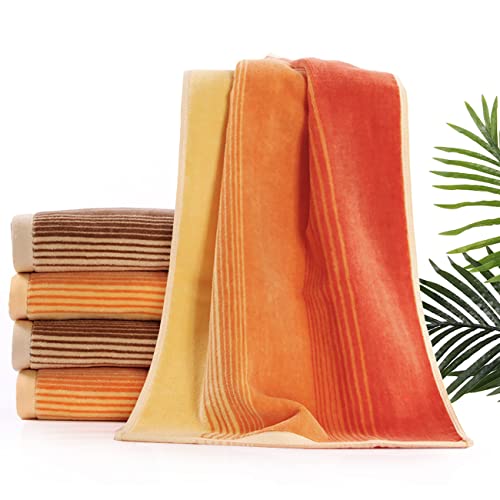 Pidada Hand Towels Set of 2 Striped Pattern 100% Cotton Soft Decorative Towel for Bathroom 13.8 x 29.5 Inch (Orange)