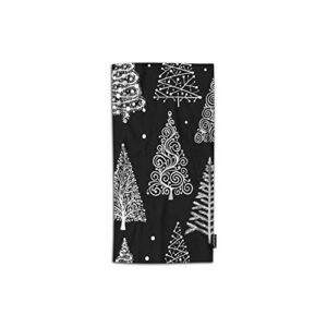 moslion christmas tree hand towel 15x30 inch black white leaf circle polka dot towel soft microfiber face hand towel kitchen bathroom for boys girls men