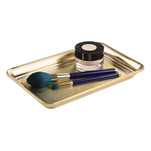 mDesign Metal Storage Organizer Tray for Bathroom Vanity Countertops, Closets, Dressers - Holder for Watches, Earrings, Makeup, Reading Glasses, Perfume, Guest Hand Towels, Soft Brass