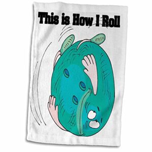 3d rose this is how i roll bowling ball bowlers design hand/sports towel, 15 x 22