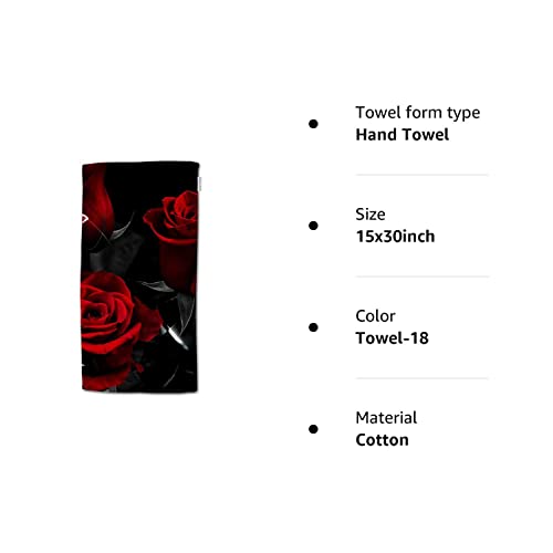 HGOD DESIGNS Rose Hand Towels,Abstract Red Rose and Black Leaves 100% Cotton Soft Bath Hand Towels for Bathroom Kitchen Spa Hand Towels 15"X30"