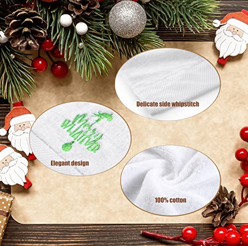 Quera 2 Pack Merry Whatever Christmas Hand Towels 100% Cotton Funny Embroidered Premium Luxury Decor Bathroom Decorative Dish Towels Set for Drying Cleaning Holiday Towels Gift Set 13.7'' x 29.5''