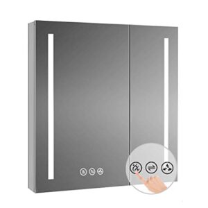 blossom recessed or surface 30 inch led mirror medicine cabinet with lights, led medicine cabinet with defogger, dimmer, outlets & usb ports (30x32)