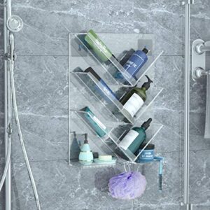 NIUBEE Bathroom Shower Caddy, Acrylic Shower Organizer with Suction Cup, Rust Proof and No Drilling, Sturdy and Durable, Great for Shampoo Bottles