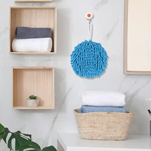 Aodaer 6 Pack Chenille Hanging Hand Towel with Hanging Loop Plush Quick-Drying Towel Soft Absorbent Hand Towel for Bathroom Hand Dry Kitchen (White, Gray, Blue)