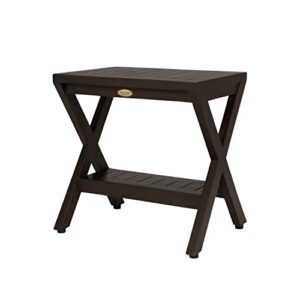 obliquity teak shower bench with shelf- fully asssembled- shower, bath