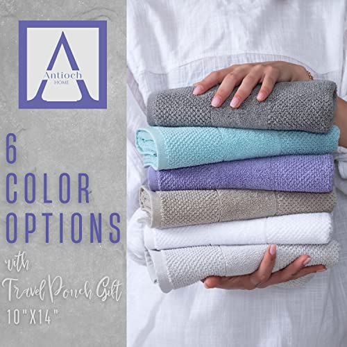 Antioch Home Bathroom Hand Towels, Hotel Quality & Fluffy & Absorbent & Soft & Fast Drying Turkish Hand Towels for Bathroom, 100% Cotton Turkish Hand Towel Set - [ 4 Pack – 16x28 inches ] - Light Grey