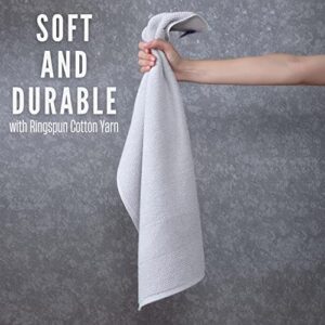 Antioch Home Bathroom Hand Towels, Hotel Quality & Fluffy & Absorbent & Soft & Fast Drying Turkish Hand Towels for Bathroom, 100% Cotton Turkish Hand Towel Set - [ 4 Pack – 16x28 inches ] - Light Grey