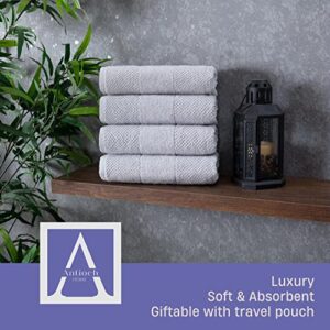 Antioch Home Bathroom Hand Towels, Hotel Quality & Fluffy & Absorbent & Soft & Fast Drying Turkish Hand Towels for Bathroom, 100% Cotton Turkish Hand Towel Set - [ 4 Pack – 16x28 inches ] - Light Grey