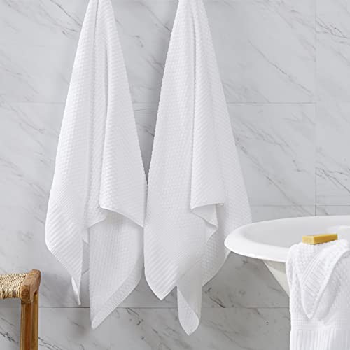 NY Loft 100% Cotton Hand Towel 6 Pack | Super Soft & Absorbent Quick-Dry Hand Towels 16" x 28" |Textured and Durable Cotton | Trinity Collection (6 Pack Hand Towel, Bright White)