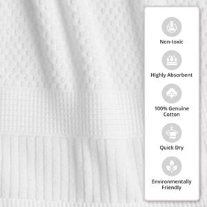 NY Loft 100% Cotton Hand Towel 6 Pack | Super Soft & Absorbent Quick-Dry Hand Towels 16" x 28" |Textured and Durable Cotton | Trinity Collection (6 Pack Hand Towel, Bright White)