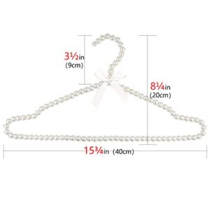 ADORILA 5 Pack Pearl Clothes Hangers, Elegant Bridesmaid Hangers, Closet Coat Storage Organizer Bowknot Standard Wedding Hangers (White)