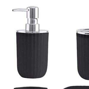 MagiDeal Bathroom Accessories Set, Tumbler, Lotion Dispenser Bottle, Brush Holder, Soap Dish, Tray, Modern Bath Necessities Stuff Decor Neat, Black