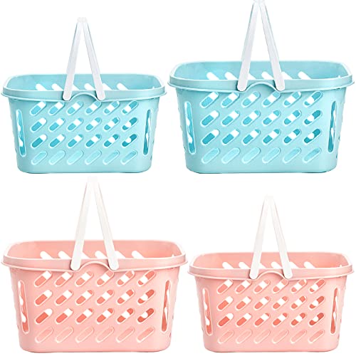 Hedume Set of 4 Plastic Organizer Storage Baskets with Handles, Portable Shower Caddy Basket, Portable Organizer Bins for Bathroom, Dorm, Kitchen, Bedroom