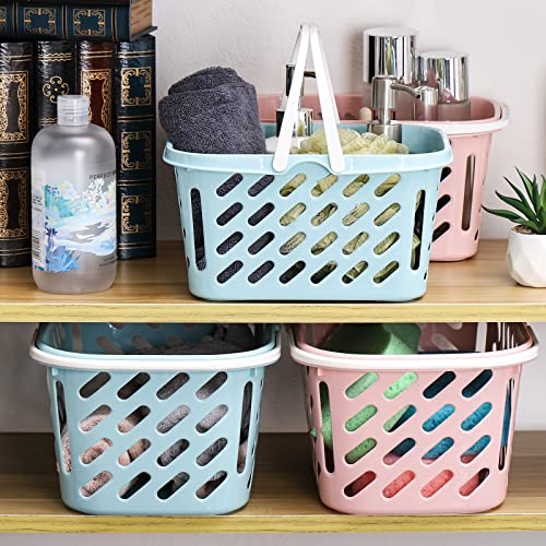 Hedume Set of 4 Plastic Organizer Storage Baskets with Handles, Portable Shower Caddy Basket, Portable Organizer Bins for Bathroom, Dorm, Kitchen, Bedroom