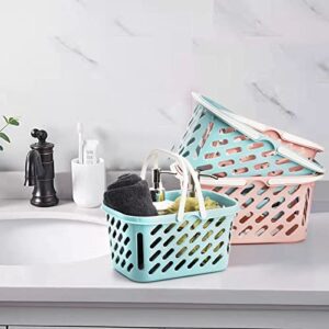 Hedume Set of 4 Plastic Organizer Storage Baskets with Handles, Portable Shower Caddy Basket, Portable Organizer Bins for Bathroom, Dorm, Kitchen, Bedroom