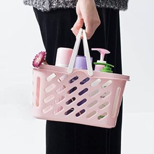 Hedume Set of 4 Plastic Organizer Storage Baskets with Handles, Portable Shower Caddy Basket, Portable Organizer Bins for Bathroom, Dorm, Kitchen, Bedroom