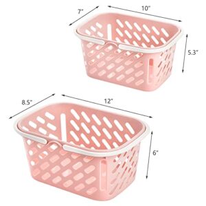 Hedume Set of 4 Plastic Organizer Storage Baskets with Handles, Portable Shower Caddy Basket, Portable Organizer Bins for Bathroom, Dorm, Kitchen, Bedroom