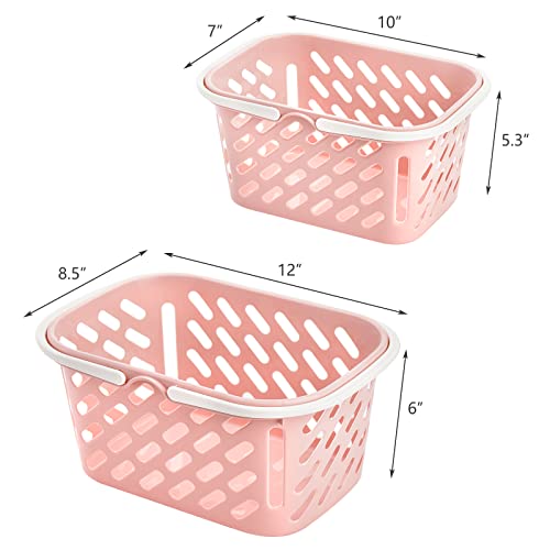 Hedume Set of 4 Plastic Organizer Storage Baskets with Handles, Portable Shower Caddy Basket, Portable Organizer Bins for Bathroom, Dorm, Kitchen, Bedroom